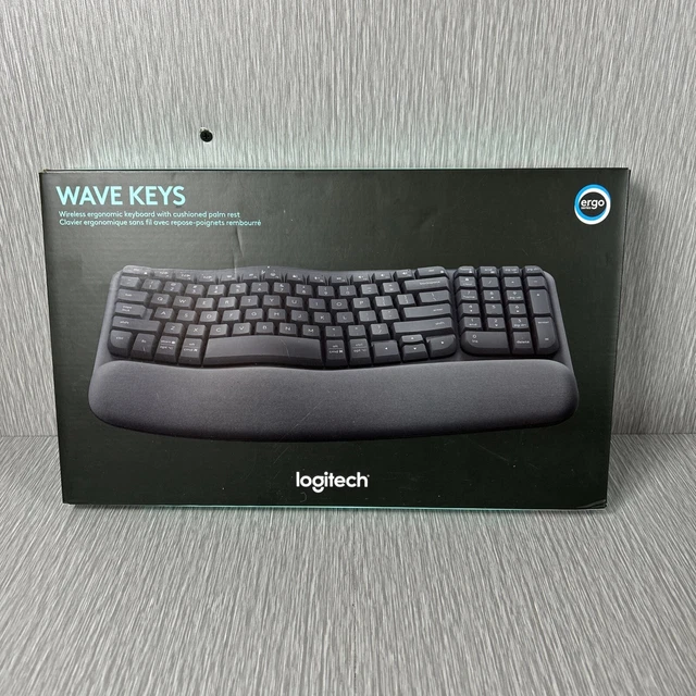LOGITECH WAVE KEYS Wireless Ergonomic Keyboard with Cushioned Palm Rest ...