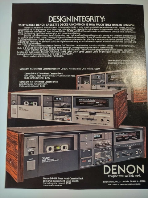 DENON DR M1 Two Head Cassette Deck Design Integrity Vintage Print Ad £9 ...
