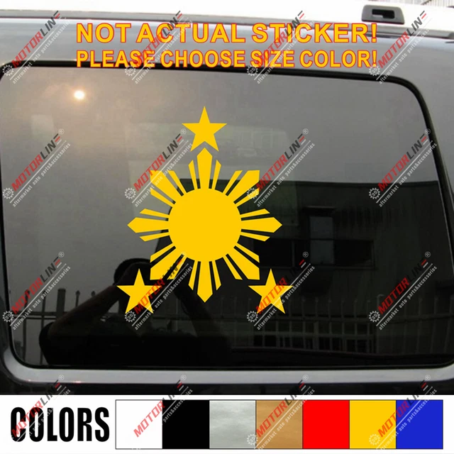 FILIPINO PHILIPPINE FLAG Vinyl Car Decal Sticker 7.5"(H) Lime Green Map ...