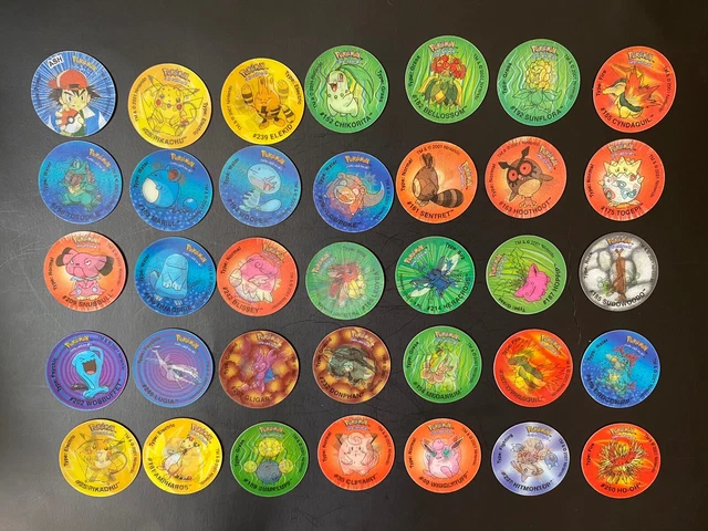 RETRO POKEMON TAZOS 2001 - Vintage- Walkers Tazo/Pogs -X 35 Full set ...