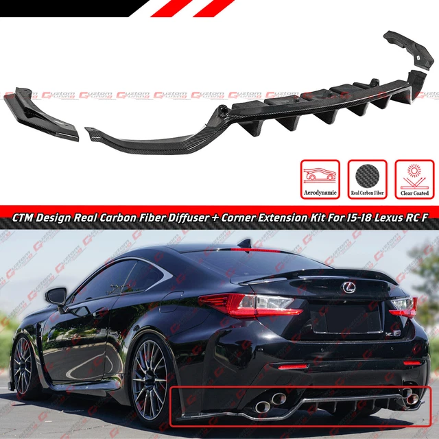 FOR 15-18 LEXUS RC F RCF CTM Design Carbon Fiber Rear Diffuser W/ Side ...