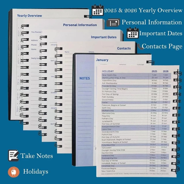 DAILY PLANNER 2025-2026 with Stickers, Weekly & Monthly 2025 Planner $65.98 - PicClick AU
