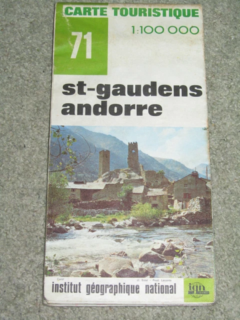 FRANCE IGN MAP, scale 1:100,000: sheet 71 St Gaudens & Andorra 1972 ...