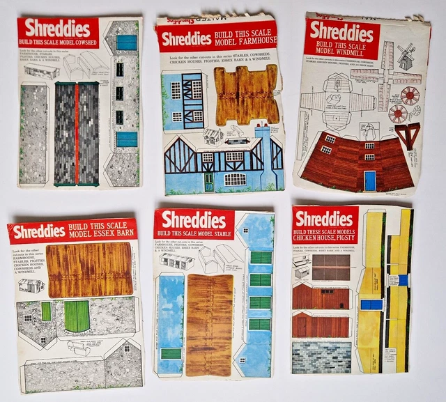 1950S/60S NABISCO CEREAL Shreddies Farm Cut Outs x 6 Windmill Cowshed ...