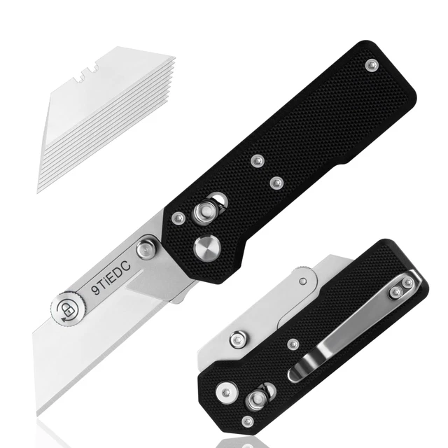 9TIEDC FOLDING UTILITY KnifeG10 Handle Heavy Duty Safety Box ...