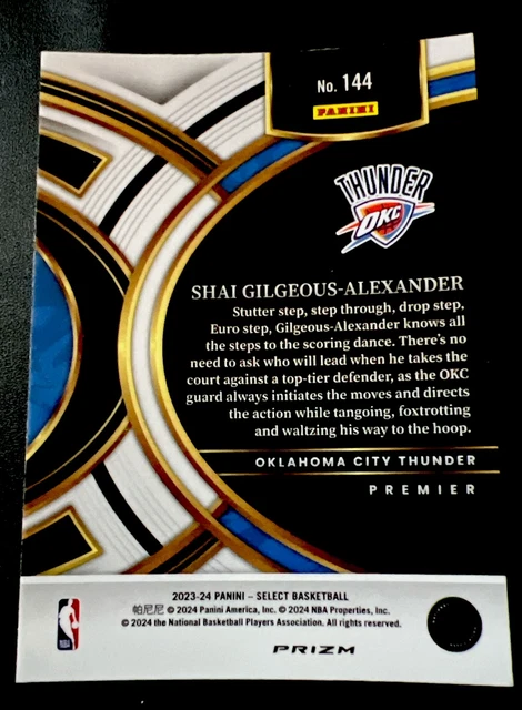 2023-24 SELECT SHAI GILGEOUS - ALEXANDER SGA Premier bleu PRIZM #144 Thunder EUR 2,29 - PicClick FR