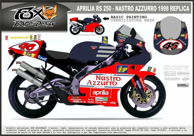 ADESIVI STICKERS MOTO KIT per APRILIA RS 250 REPLICA NASTRO AZZURRO ...