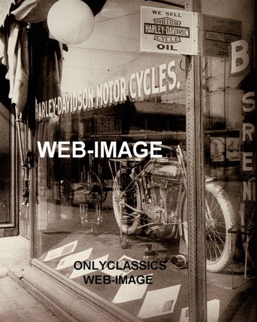 OLD HARLEY DAVIDSON Dealer Window Showroom Motorcycle 8X10 Photo Cycle ...