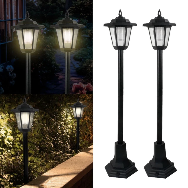 SOLAR LIGHT LAMP Post Lantern Set Tall Garden Patio LED Outdoor ...