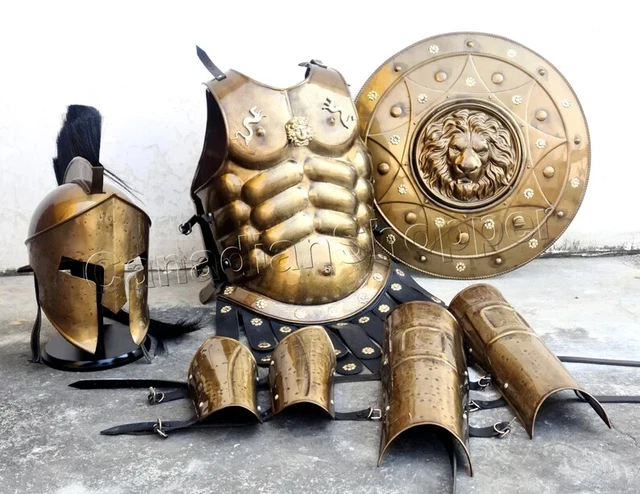 KNIGHT ROMAN SPARTAN Suit of Armor Muscle Set-Shield - Helmet- arm ...