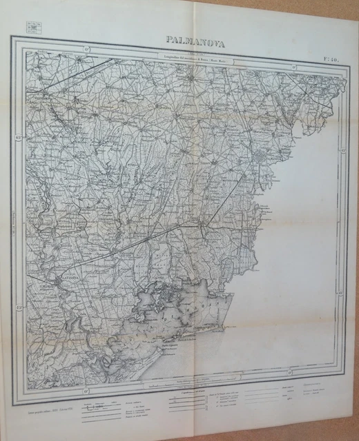 CARTINA 1898 PALMANOVA Latisana Codroipo Laguna di Marano IGM Foglio 40 ...