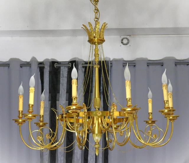 GRAND LUSTRE EN Bronze Doré style Directoire Dix Lumières Lucien Gau EUR 1.990,00 - PicClick FR