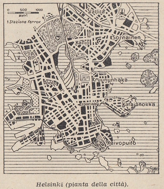 G9023 FINLAND - Pianta della Città di Helsinki - 1953 Mappa epoca ...