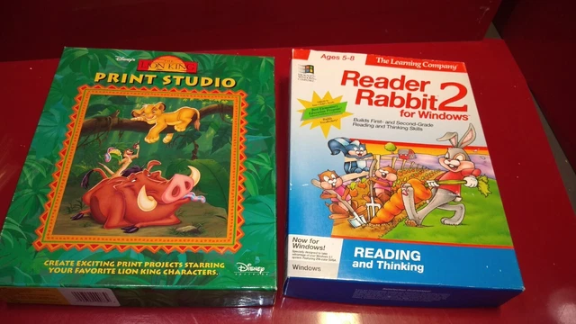 PC DOS SESAME Street Brighter Child Reader Rabbit Lion King Print ...