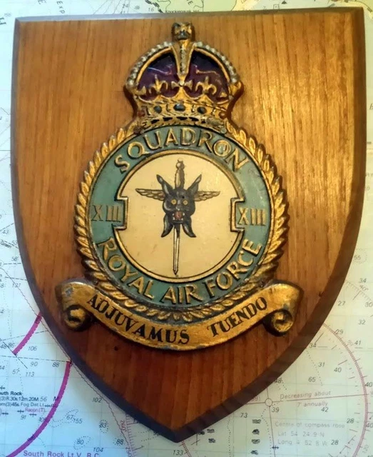 WW2 RAF ROYAL Air Force 13 Squadron Metal Station Crest Shield Plaque ...