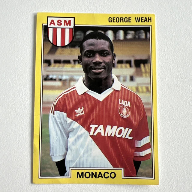 IMAGE STICKER VIGNETTE Cromo n°143 GEORGE WEAH AS MONACO FOOT 92 PANINI ...