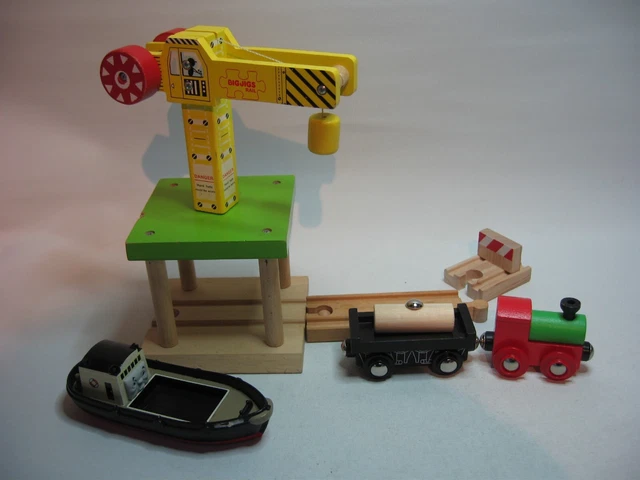 CRANE BARGE & CARGO for Wooden Train / Railway Track Set ( Fits Brio ...