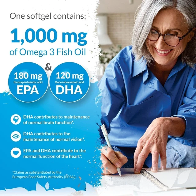 OMEGA 3 FISH Oil 1000mg 365 Softgels High Strength EPA DHA Nu U ...