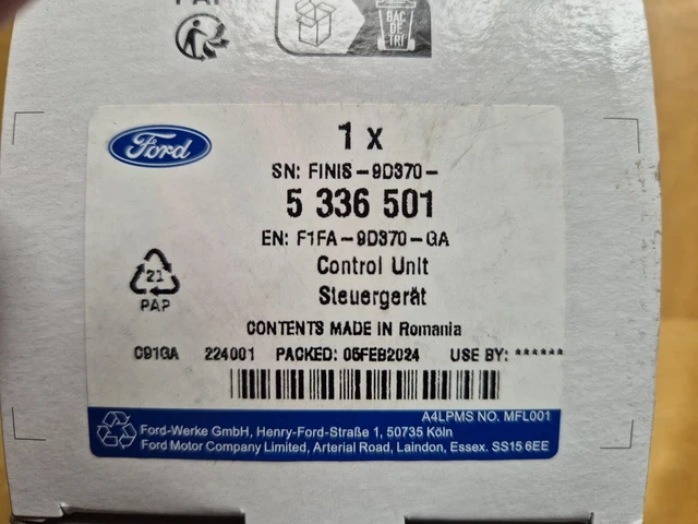 FORD TRANSIT CUSTOM Fuel Pump Control Module F1FA-9D370-GA $38.40 ...