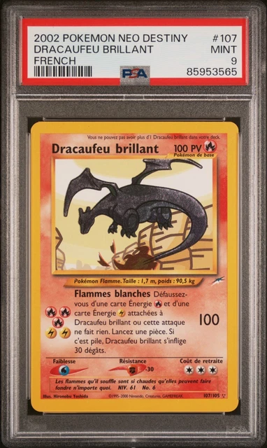 CARTE POKÉMON: DRACAUFEU Brillant 107/105 - PSA 9 Authentique EUR 710,00 - PicClick FR
