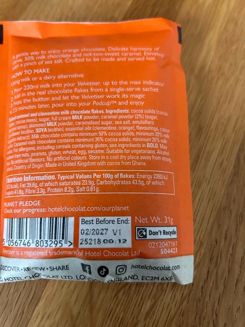 - SALTED CARAMEL & Clementine Hot Chocolate Sachets £0.99 - PicClick UK