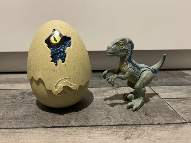 JURASSIC WORLD BABY Blue Velociraptor Action Figure & Dinosaur Hatching ...