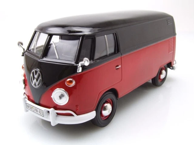 VW T1 BUS Kastenwagen rot schwarz Modellauto 1:24 Motormax EUR 24,90 ...