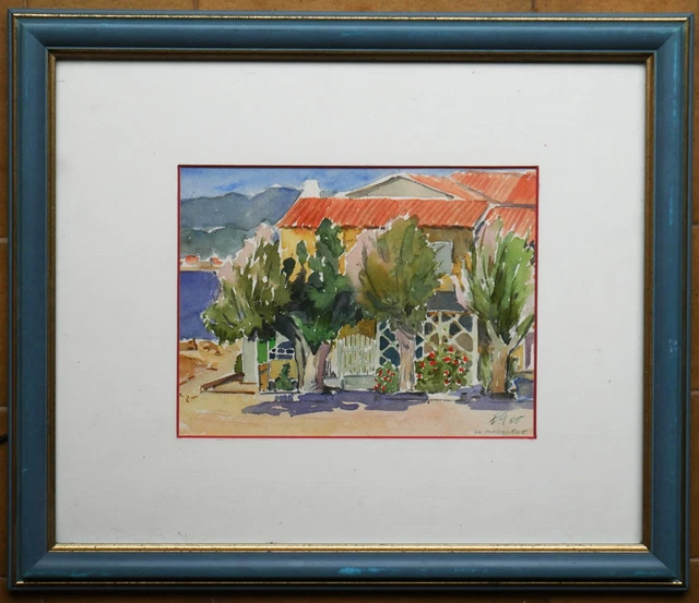 TABLEAU AQUARELLE SIGNÉE : "la Madrague" EUR 10,00 - PicClick FR