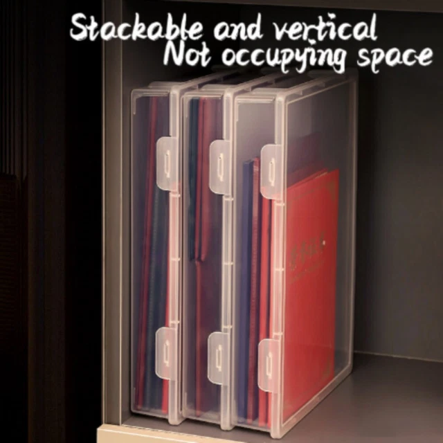 PLASTIC CERTIFICATE FILE Container Clear A4 Organizing Box Document ...