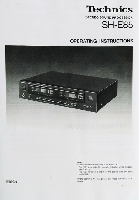TECHNICS SH-E85 STEREO Graphic Equalizer - Operating Instruction EQ USER MANUAL £7.99 - PicClick UK