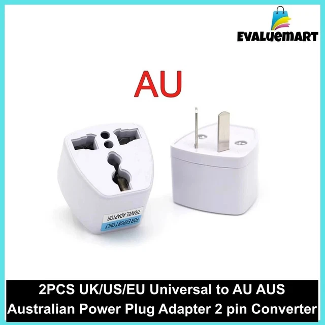 2PCS UK/US/EU UNIVERSAL to AU AUS Australian Power Plug Adapter 2 pin ...