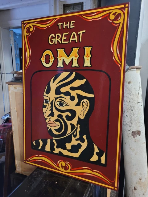 SIDESHOW GREAT OMI hand Painted Fairground Funfair Circus ride Sign ...