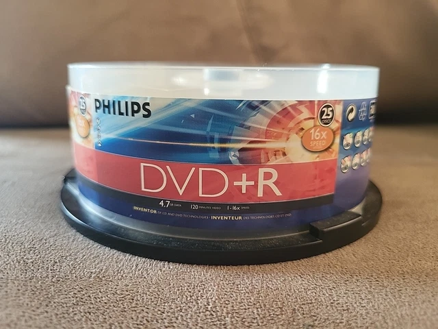 PHILIPS DVD+R 120 Mins 4.7GB 16X Speed Recordable Blank Discs 25 NEW ...