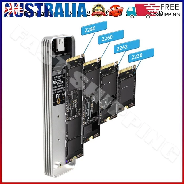 AU M.2 NVME HDD Storage Box USB 3.2 Gen2 for SSD 2230/2242/2260/2280 ...