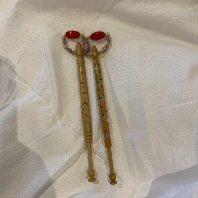 LACE BOBBINS PRETTY polka dot design with spangles light wood £5.44 ...