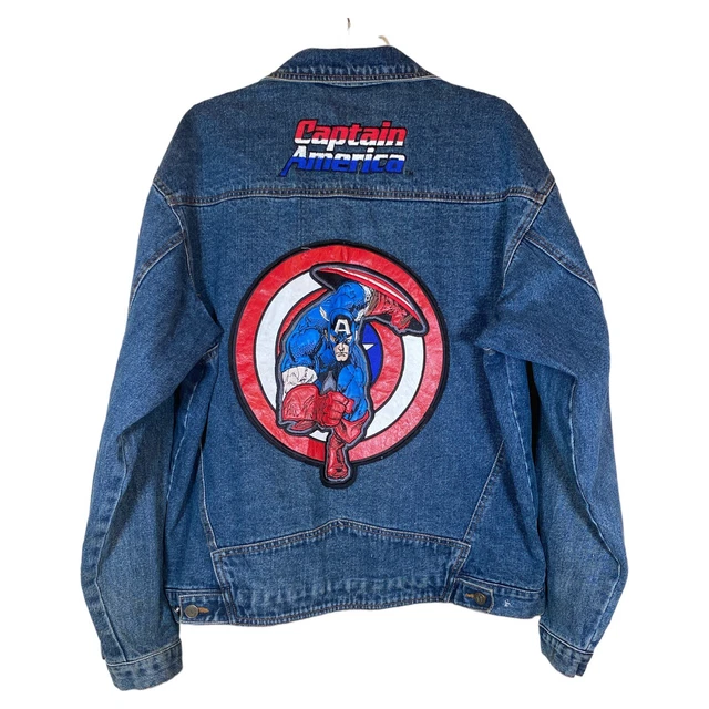 WALT DISNEY WORLD Marvel Captain America Embroidered Denim Trucker ...