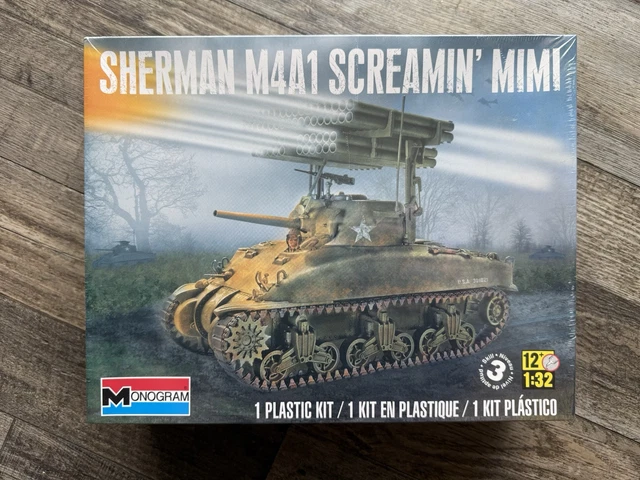 SEALED 1:32 SCALE Monogram Sherman M4A1 Screamin' Mimi Tank Model Kit ...