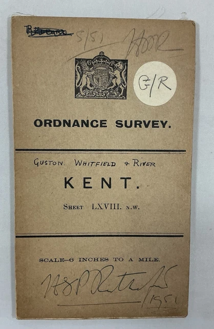 VINTAGE ORDNANCE SURVEY large-scale map, Temple Ewell (Kent), 1908, 1: ...