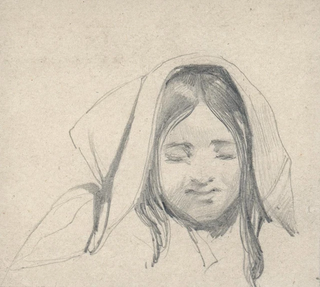 THOMAS BRABAZON AYLMER Miniature Pencil Drawing c1840 FEMALE PORTRAIT ...