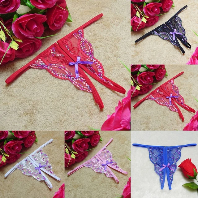 Womens Sexy Lace Vstring Crotchles Panties Thongs Gstring Undergarment