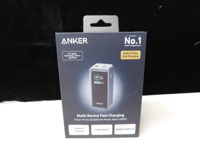 ANKER PRIME POWER Bank 200W 20000mAh Portable Charger 3-Ports+100W ...