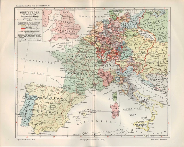 CARTE MAP 1905 : EUROPE OCCIDENTALE. à l'époque de l'éducation du grand ...