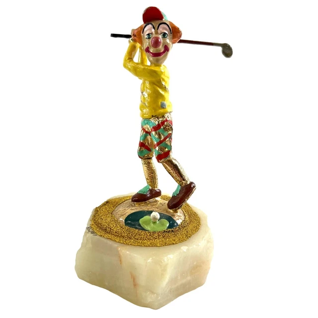 VINTAGE RON LEE Golf Clown Figurine Signed 1987 Hand Painted Colorful ...