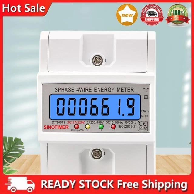 50/60HZ 3 PHASE 4 Wires Electric Energy Meter Electricity Usage Meter ...