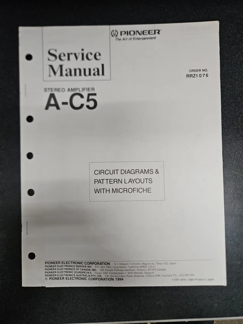 PIONEER A-C5 STEREO Amplifier Circuit Diagram Service Manual w ...