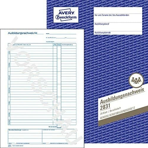AVERY ZWECKFORM 2831 Ausbildungsnachweis (DIN A4, Heftform, von IHK ...