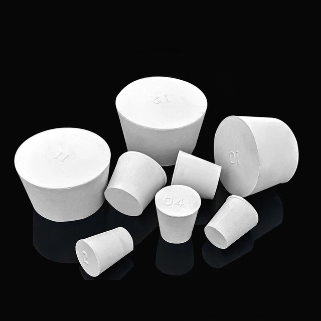 RUBBER STOPPER BOTTLE White Seal Plug Pipe Tube Hole Bung Tapered 12 ...