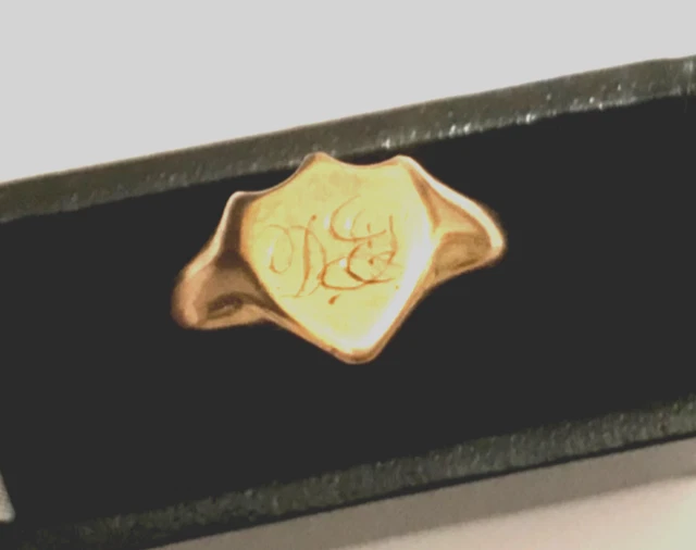 ANTIQUE 18CT ROSE Gold Signet ring Shield Shape Monogrammed 3g+ size N ...
