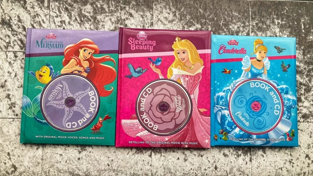 Disney Read Along Book And Cd Cinderella Little Mermaid Sleeping Beauty Bundle £999 Picclick Uk
