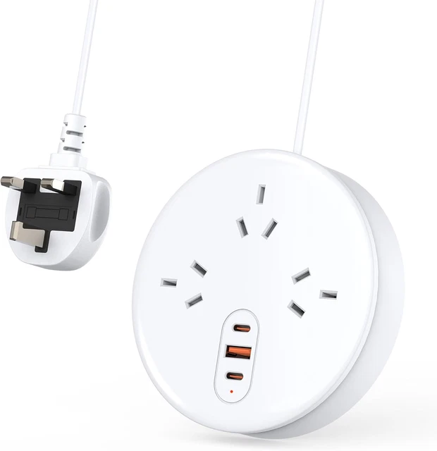 UK TRAVEL ADAPTER with 3 AC Outlets, UK to Australia Plug Adapter(2 USB ...